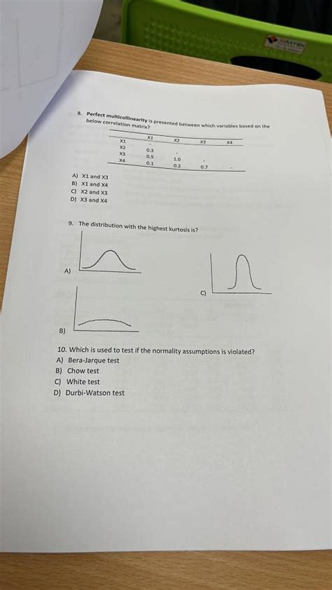 Solved 8 Perfect Multicollinearity Is Presented Between