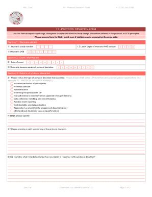 Fillable Online PROTOCOL DEVIATION FORM Fax Email Print PdfFiller