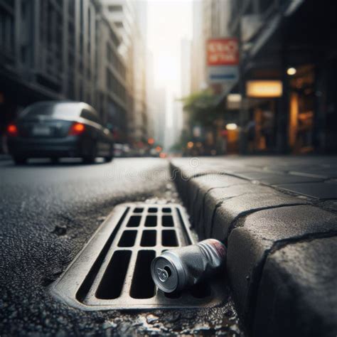 Aluminium Can Lays In The Roadside Gutter Stock Illustration Illustration Of Pollution Form