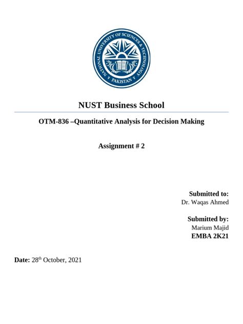 Assignment 2 Pdf Mathematical Optimization Linear Programming