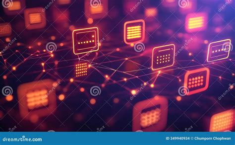 Glowing Digital Matrix With Binary Coded Chat Icons Data Visualization