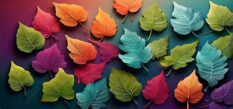 Leaf Texture Design With Gradient Background Leaf Texture Colorful Leaf Gradient Background