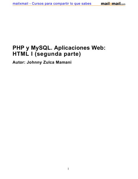 php y mysql aplicaciones web html i segunda parte