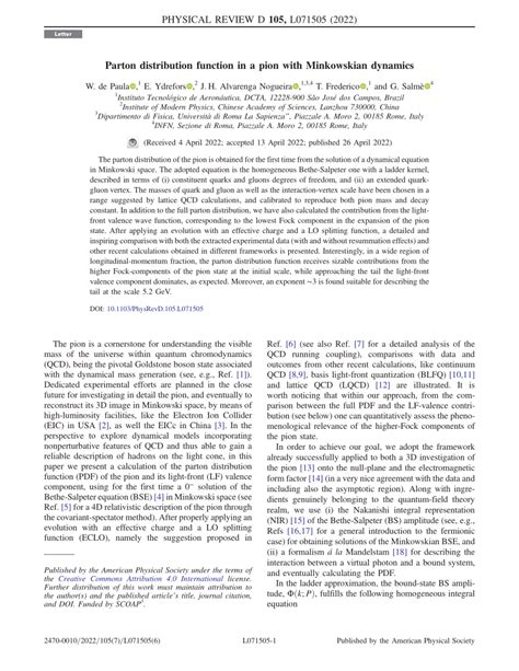 Pdf Parton Distribution Function In A Pion With Minkowskian Dynamics