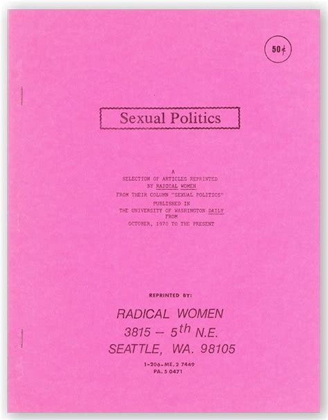 Sexual Politics A Selection Of Articles Reprinted By Radical Women From Their Column Sexual