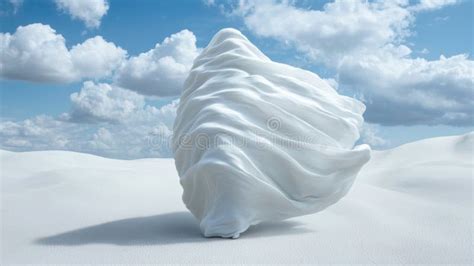 Flowing White Fabric Sculpture In Snowy Landscape Stock Illustration Illustration Of Flowing