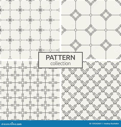 Set Of Four Seamless Patterns Stock Vector Illustration Of Geometric Cover 159242601