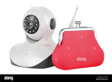 Purse Coin With Internet Protocol Camera 3D Rendering Isolated On