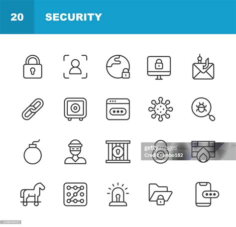 Security Line Icons Editable Stroke Pixel Perfect For Mobile And Web Contains Such Icons As