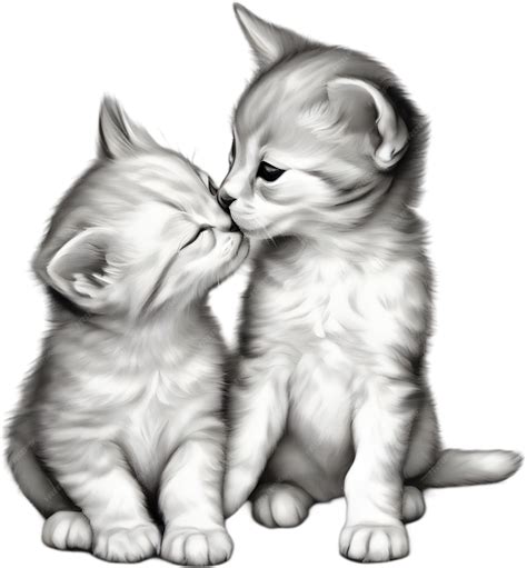 Two Kittens Kissing Each Other With One Being Kissing Premium Ai