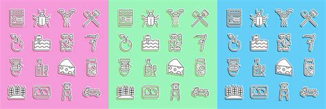 세트 라인 픽업 트럭 잼 항아리 낫 드론이 있는 스마트 농장 정원 침대 사과 식물의 씨앗으로 가득 찬 팩과 방수 고무 부츠 아이콘 벡터 0명에 대한 스톡 벡터 아트 및 기타