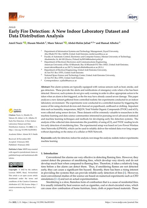 Pdf Early Fire Detection A New Indoor Laboratory Dataset And Data