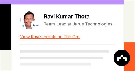 Ravi Kumar Thota Team Lead At Jarus Technologies The Org