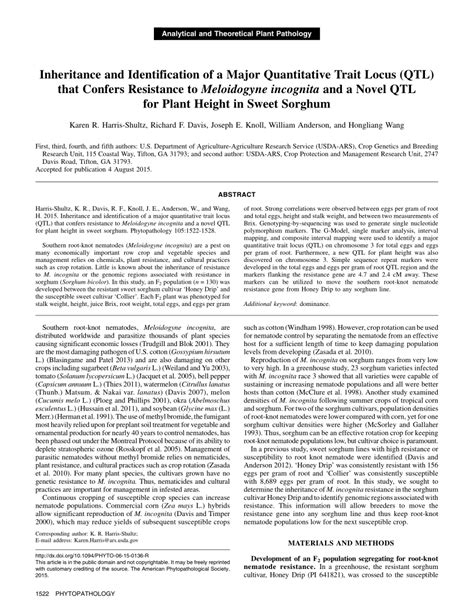 Pdf Inheritance And Identification Of A Major Quantitative Trait Locus Qtl That Confers