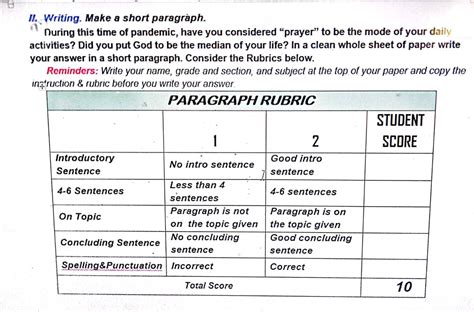 II Writing Make A Short Paragraph Nuring StudyX