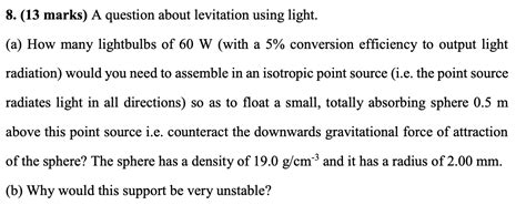Solved Marks A Question About Levitation Using Chegg Com