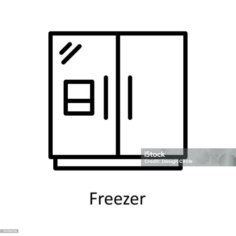 냉동고 벡터 개요 아이콘 디자인 그림입니다 흰색 배경에 하우스키핑 기호 Eps 10 파일 가정 생활에 대한 스톡 벡터 아트 및