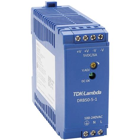 Tdk Lambda Drb50 5 1 Acdc Din Rail Power Supply 5v Rapid Online