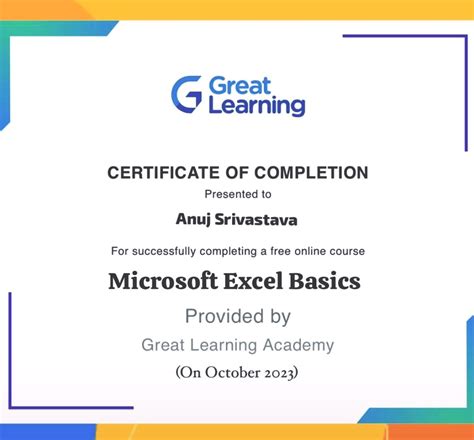 Anuj Srivastava On Linkedin Completed Recently A Course On Excel At Great