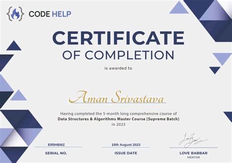 Aman Srivastava On Linkedin Completing Dsa Master Course On Codehelp