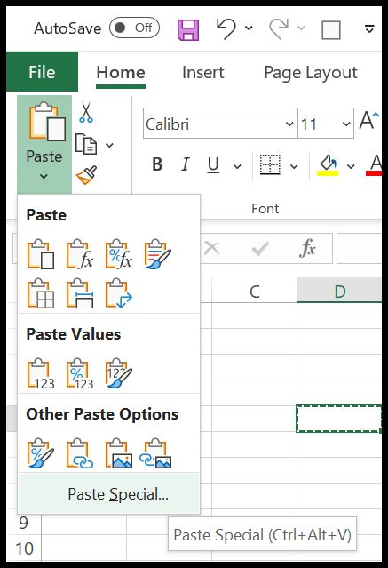 Excel Keyboard Shortcut For Paste Special Quotesvlero