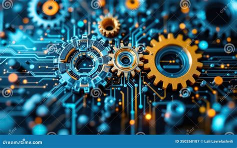 Interconnected Gears And Circuitry Symbolizing Synergy Between Technology And Business Processes