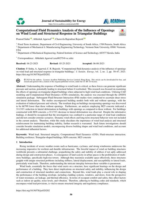 PDF Computational Fluid Dynamics Analysis Of The Influence Of Openings On Wind Load And