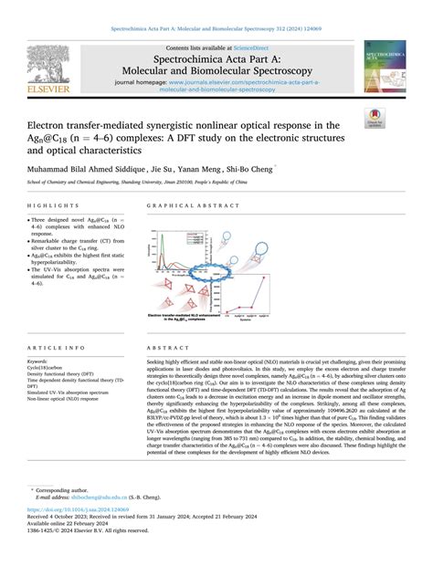 Pdf Electron Transfer Mediated Synergistic Nonlinear Optical Response In The Agnc18 N 46