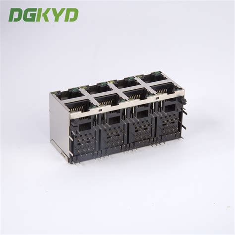 Shield Dual Deck 2x4 RJ45 Multiple Port Connectors Lan Switch Socket Y G LED