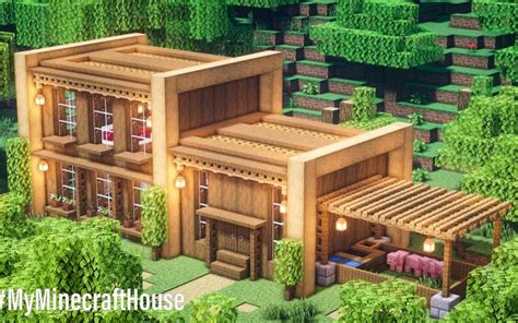 【mc My House】minecraft搬运：建造木制生存房屋 哔哩哔哩