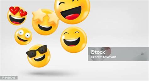 웃고 웃는 이모티콘이 떨어지고 있습니다 복사 공간이 있는 3d 벡터 배너 3차원 형태에 대한 스톡 벡터 아트 및 기타 이미지 3차원 형태 개념 개념과 주제 Istock