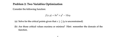 Solved Problem 2 Two Variables Optimization Consider The Chegg