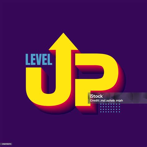 화살표 개념으로 3d 로고의 레벨을 올리십시오 편집 가능한 타이포그래피 스티커 라벨 배지 태그 벡터 일러스트레이션의 수준을 높이십시오 게임 성공 또는 비즈니스 금융 성장