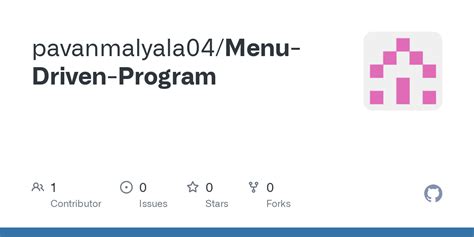 Github Pavanmalyala04menu Driven Program