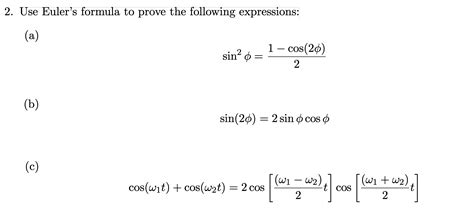 Solved Use Euler S Formula To Prove The Following Chegg