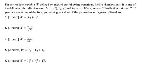 Solved For The Random Variable W Defined By Each Of The