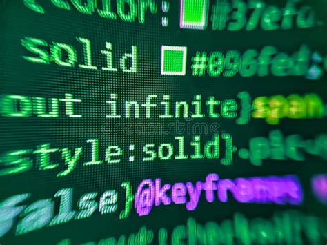 Shallow Depth Of Field Effect Close Up Of Computer Web Page Code