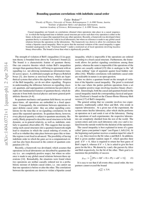 Pdf Bounding Quantum Correlations With Indefinite Causal Order