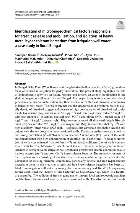 Pdf Identification Of Microbiogeochemical Factors Responsible For