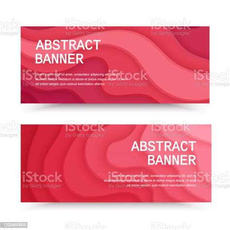 종이 잘라 모양3d 추상 적색 배경 수평 배너의 집합입니다 프리젠 테이션 전단지 또는 포스터에 대한 레이아웃 다채로운 조각 예술 3차원 형태에 대한 스톡 벡터 아트 및 기타