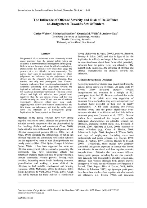 Pdf The Influence Of Offence Severity And Risk Of Re Offence On