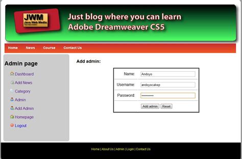 membuat cms php mysql menggunakan dreamweaver cs5 cs4 cs3 part 1