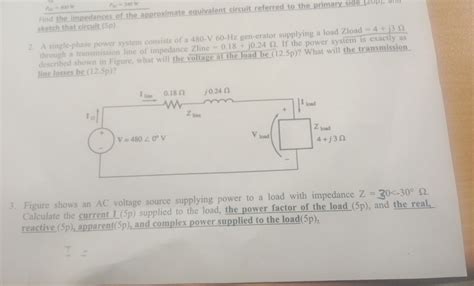 Solved Find The Impedances Of The Approximate Equivalent Chegg