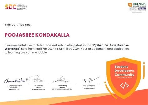 Pooja Sree Kondakalla On Linkedin Python Datascience Certificate Sdcsnist