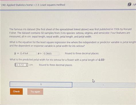 solved 240 applied statistics home 2 3 least squares