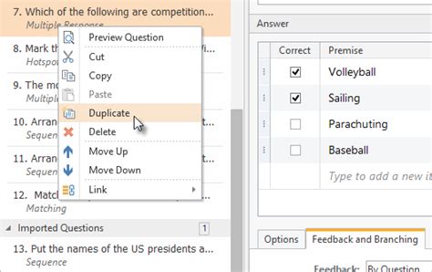 Duplicating Questions