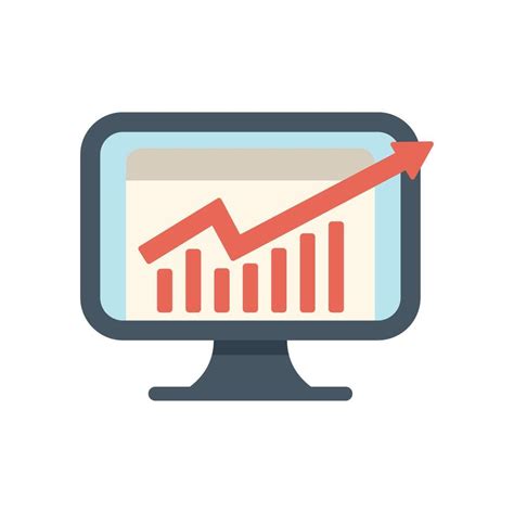 computer screen showing growing bar chart with upward arrow 50941598 vector art at vecteezy