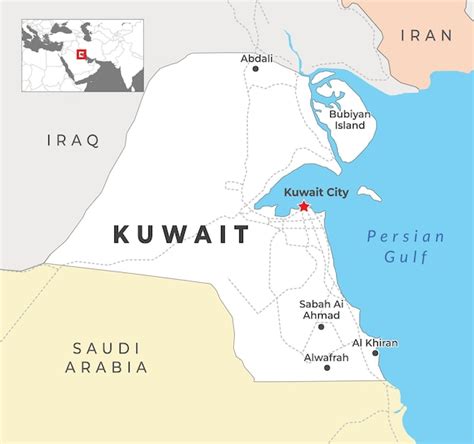 Premium Vector Kuwait Political Map With Capital Kuwait City Most