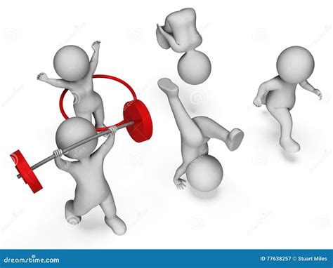 Exercise Characters Shows Physical Activity And Equipment 3d Rendering