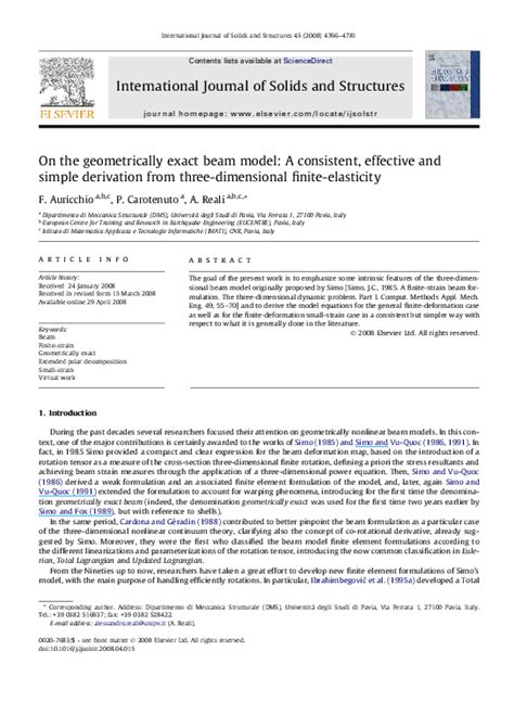 Pdf Comment On On The Geometrically Exact Beam Model A Consistent Effective And Simple
